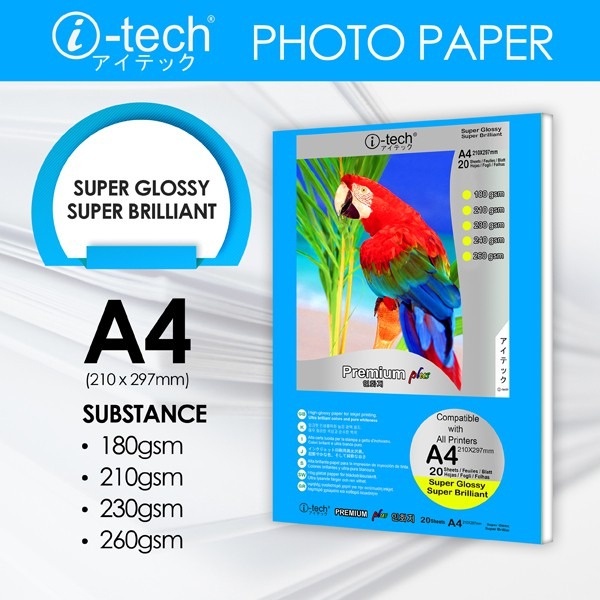 [1 PACK] I-Tech Photo Paper A4 Size Glossy Premium 180 | 210 | 230 ...