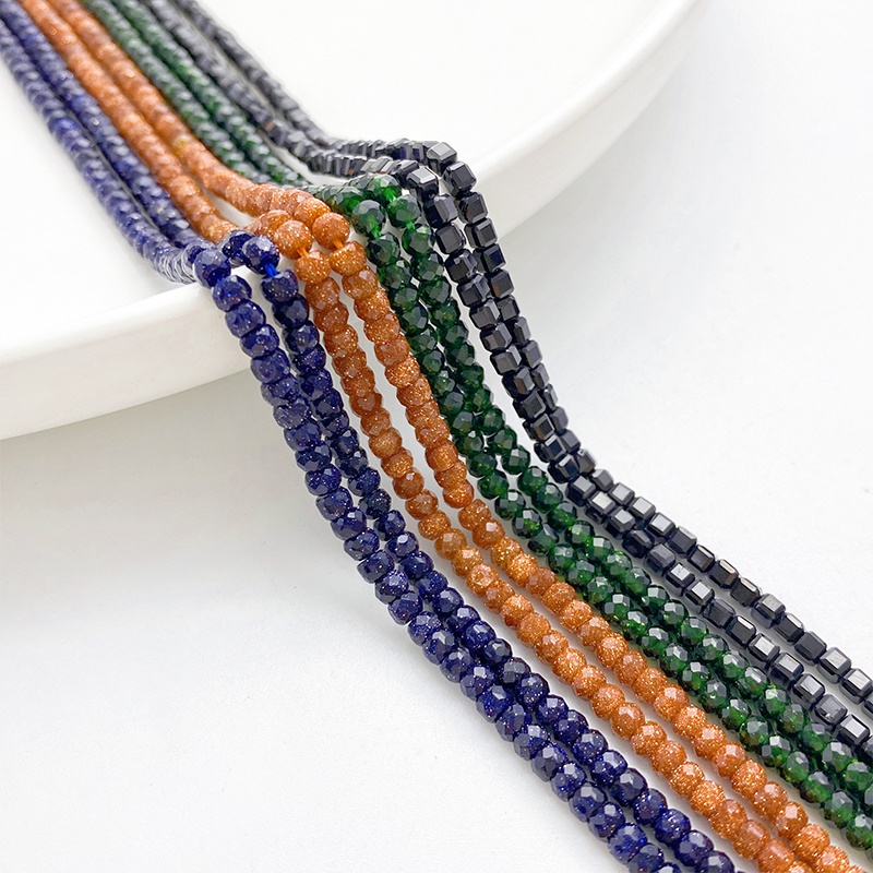 diy゜14K gold 〔20 Piece〕°Natural Stone Gold Sand Abacus Beads Black ...