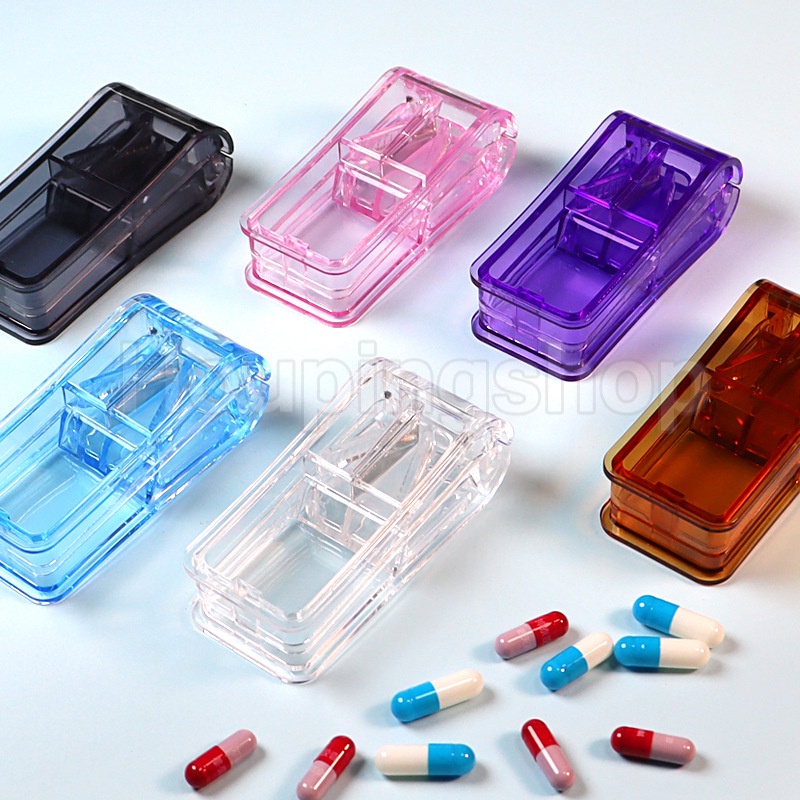 Portable Medicine Pill Cutter Box Pill Splitter Storage Tablet ...