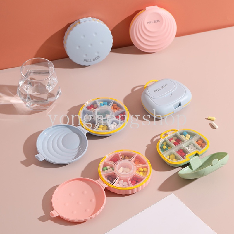 Multi Grids Pill Box Creative Shell Biscuit Backpack Shaped Tablet ...