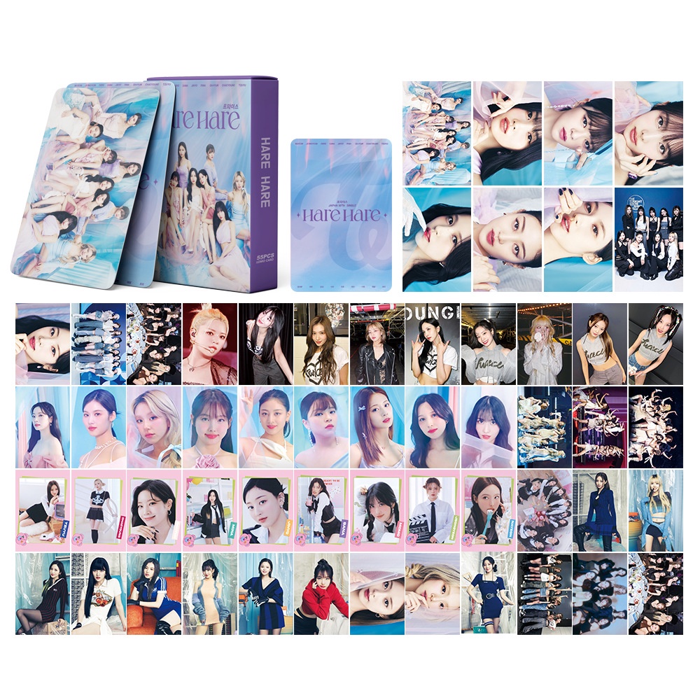 50-55pcs/box TWICE Album Photocards Hare Hare Hologram Laser Cards Nayeon Jeongyeon Momo Sana ...