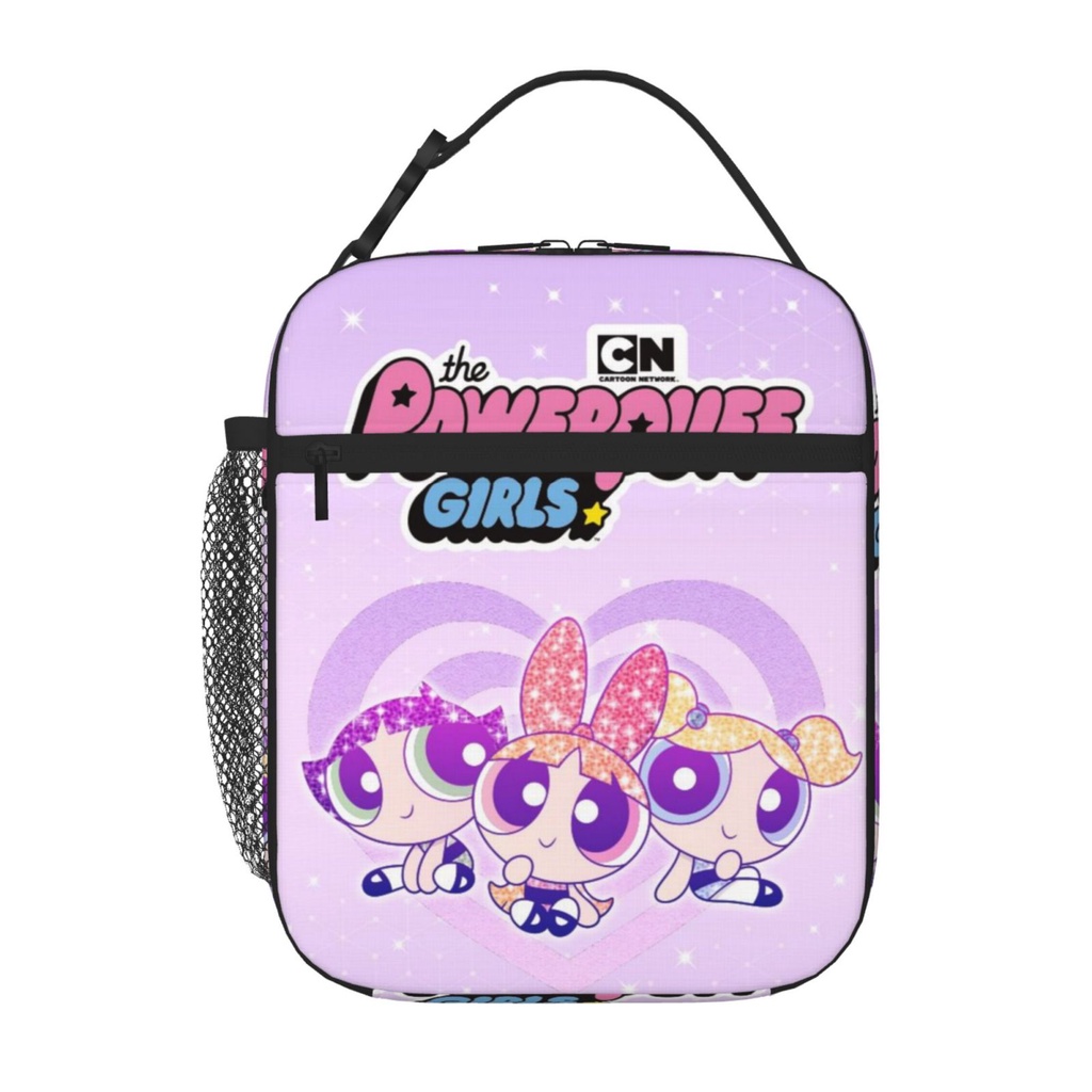 Powerpuff Girls Kids lunch bag Portable School Grid Lunch Box Student ...