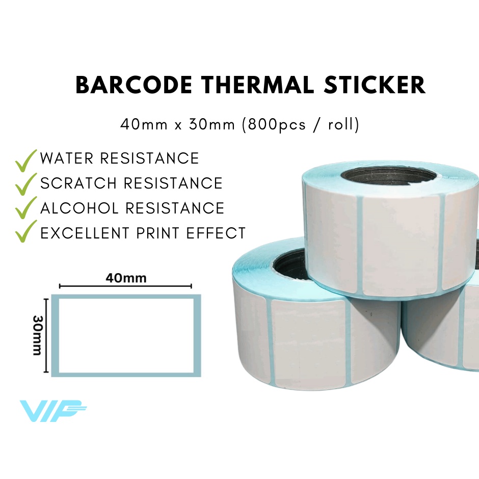 40mmmx30mm Barcode Sticker Thermal Adhesive Barcode Sticker Paper 800 ...