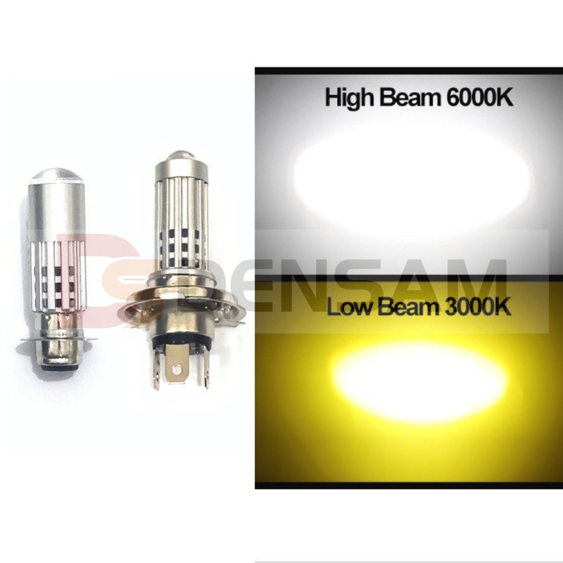 Motorcycle Headlight LED Bulbs T19 H4 Two-color beam Front Fog Light | Shopee Philippines