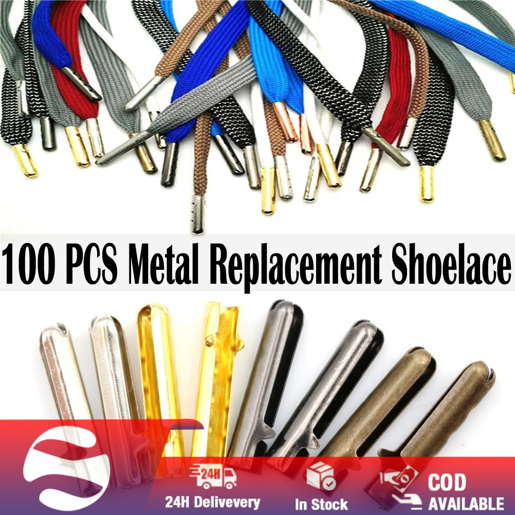 100 PCS Metal Replacement Shoelace Shoe Lace Aglet Tip Head Aglets End ...