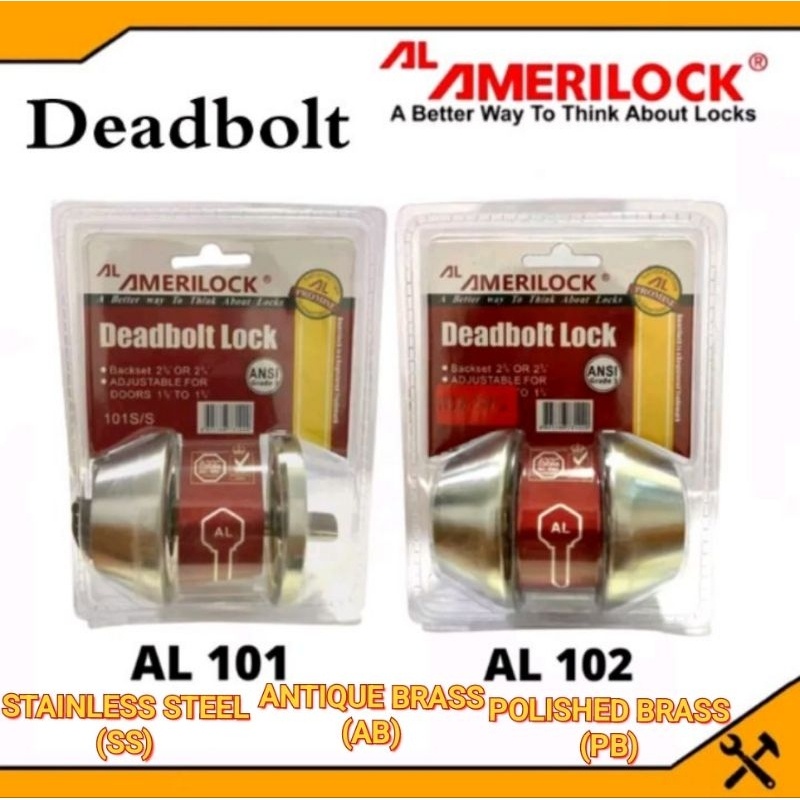 AMERILOCK DEADBOLT SINGLE (101) OR DOUBLE (102) SS, PB, AB DEADBOLT ...
