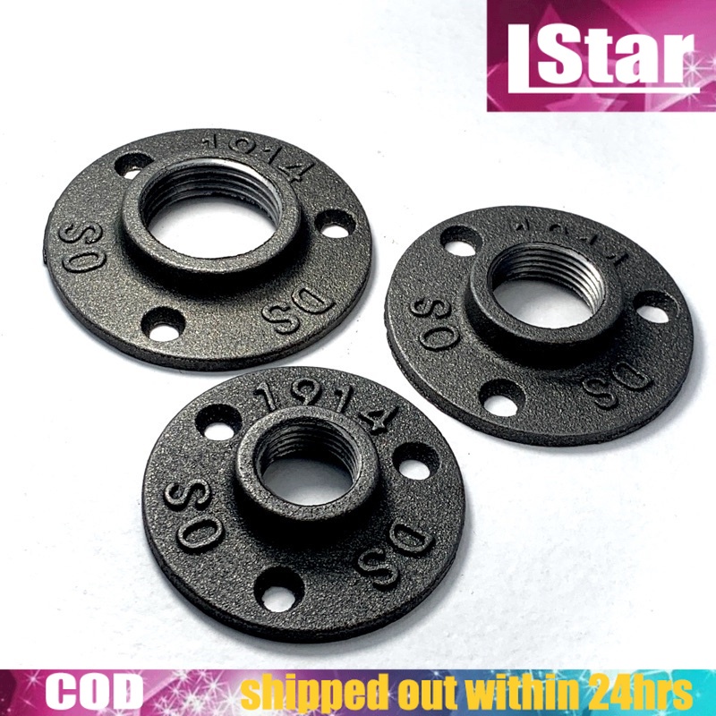COD 5Pcs 1/2" 3/4" 1" Cast Iron Flange 3 Hole Industrial Flange Wall ...
