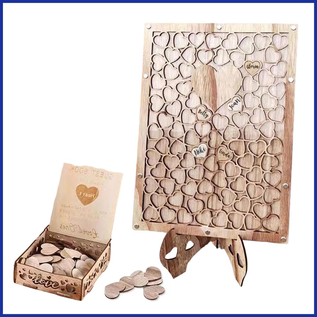 Wedding Guest Book Alternative Rustic Heart Guest Sign in Book Acrylic ...
