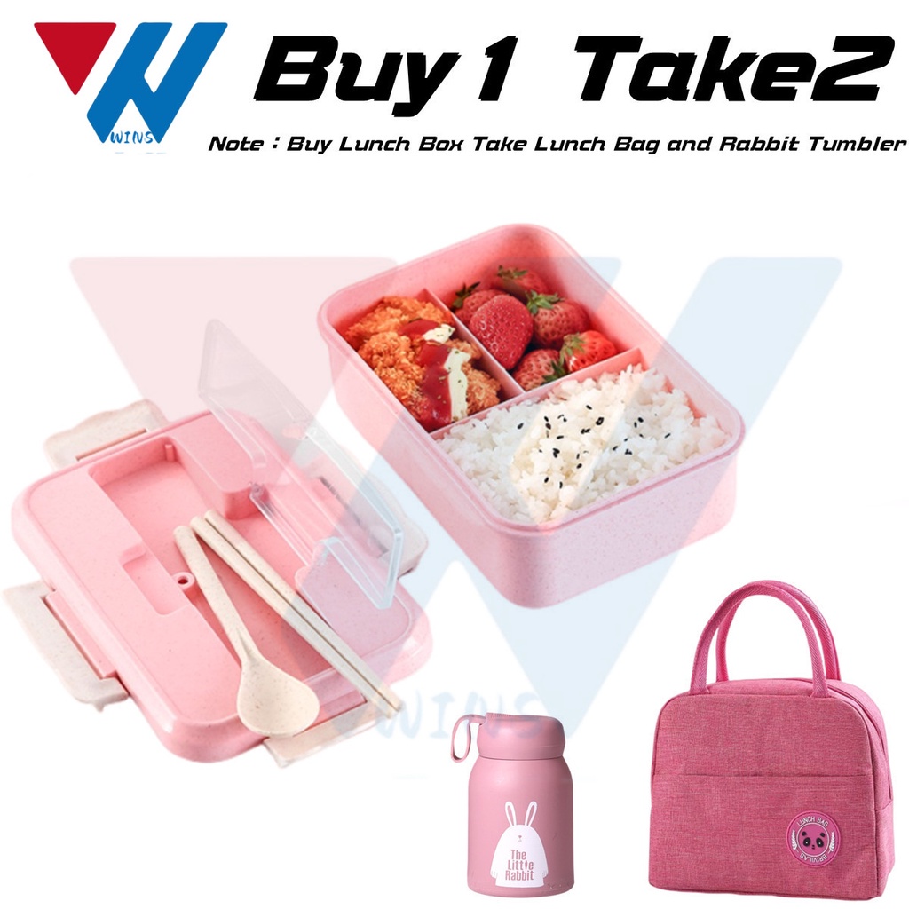 buy1take2 Lunch Box Take hermal Insulation Lunch bag and 400ml Rabbit Tumbler | Shopee Philippines