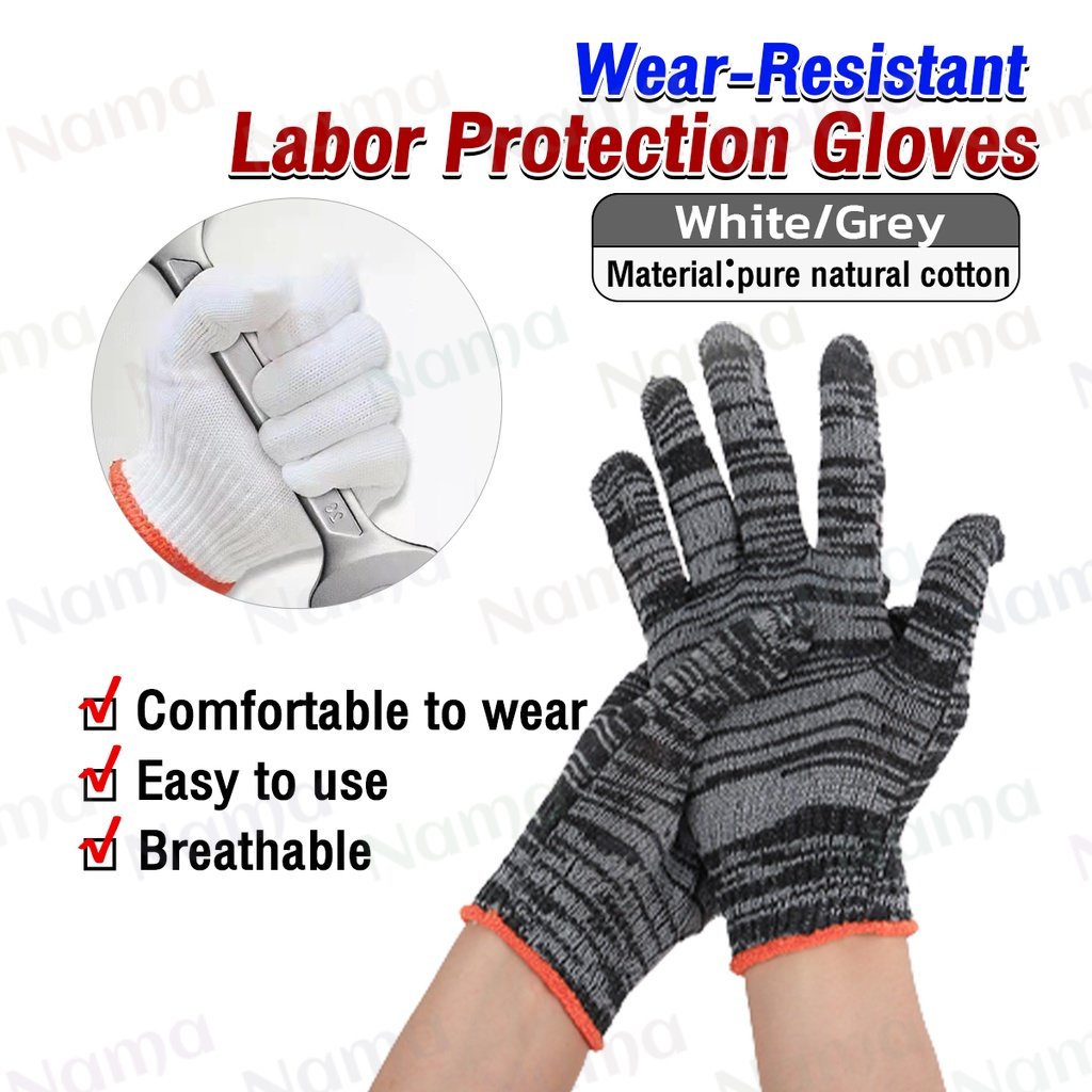 Nama Protective Labor Protection Gloves Cotton Glove 1 pair/5 pairs ...