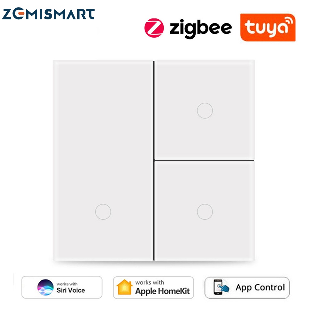 zemismart Zigbee Smart Neutral Switch Glass Push Button Light Switch ...