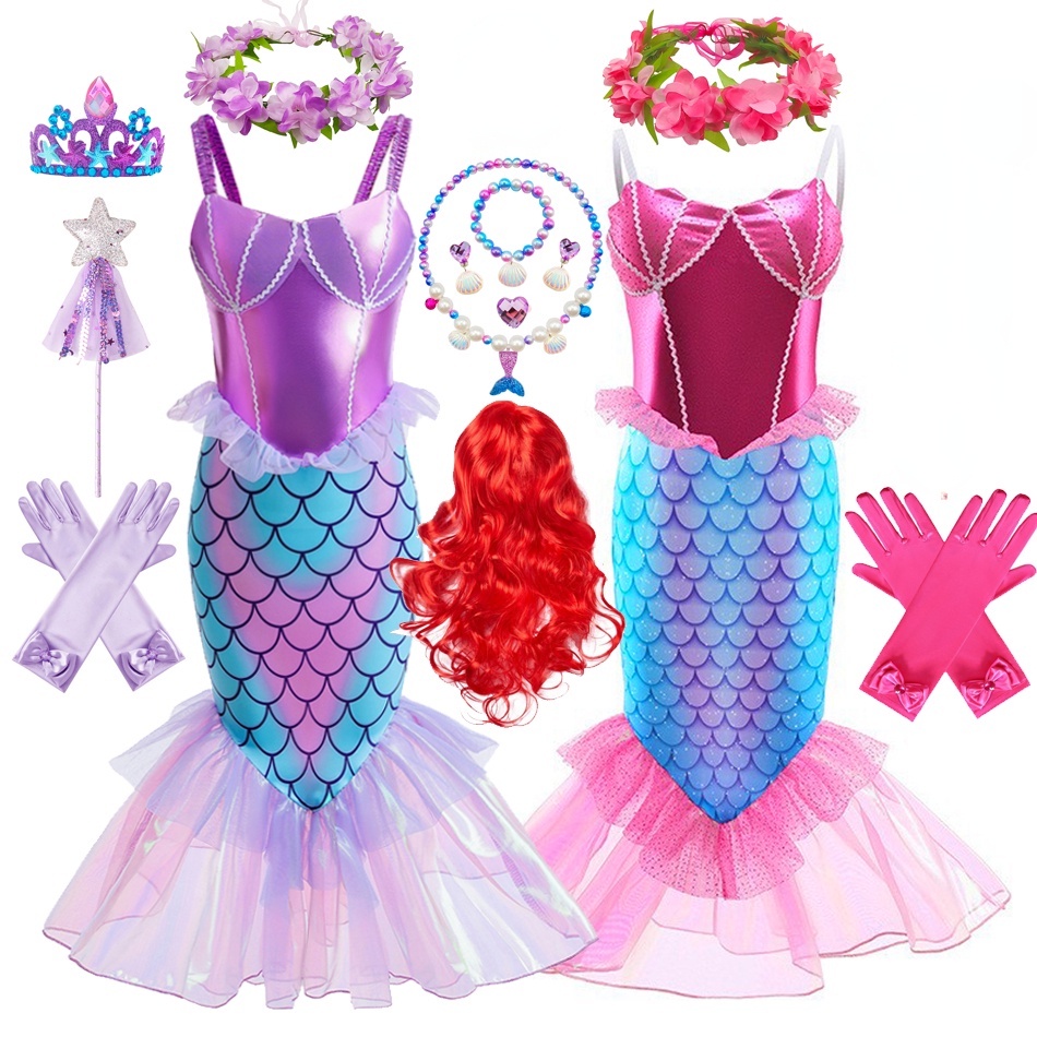 LXAA K63 Girl Princess Little Mermaid Ariel Summer Dresses Cosplay ...