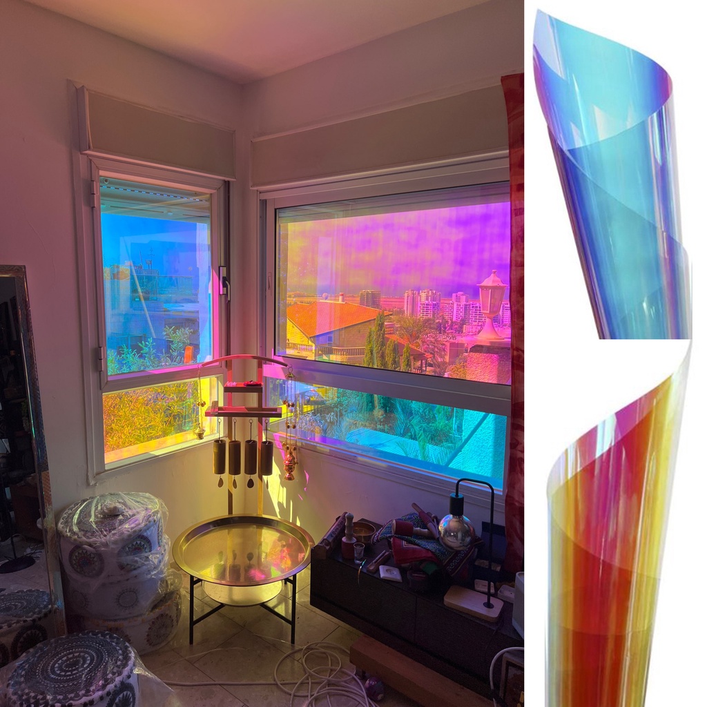 Mul-size Colorful PET Rainbow Window Film Chameleon Window Tint Film ...