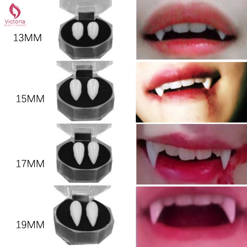 13/15/17mm Vampire Teeth Zombie Ghost Devil Dentures Fangs Canine Fake ...