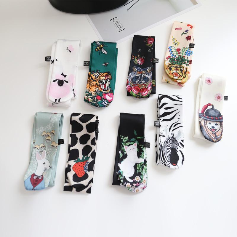 Cute Cartoon Animals Cat Dog Rabbit Silk Satin Bag Wrapping Charm Women ...