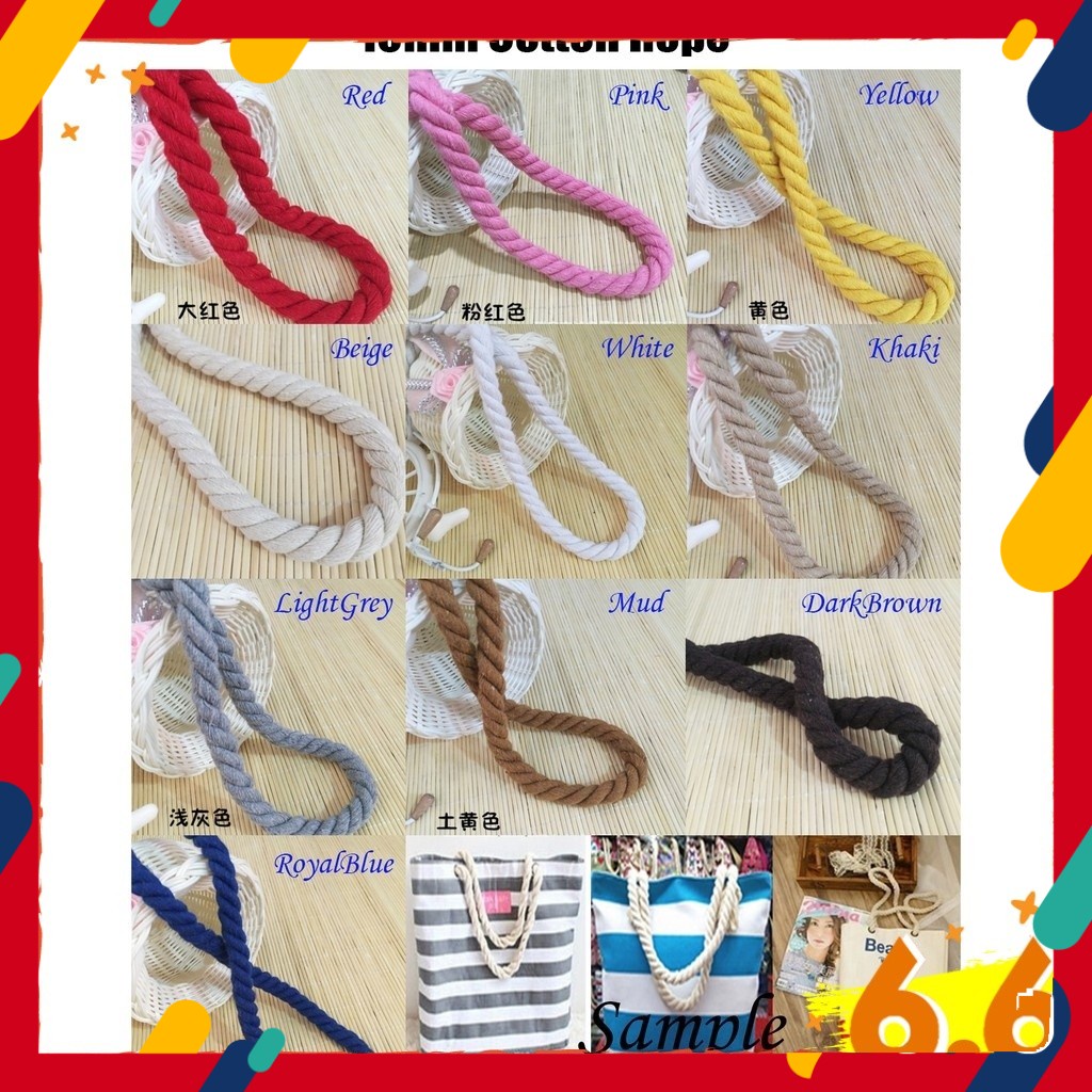 10mm Cotton Rope Handle DIY Bag Decoration Rope Bag Strap Tali Beg ...
