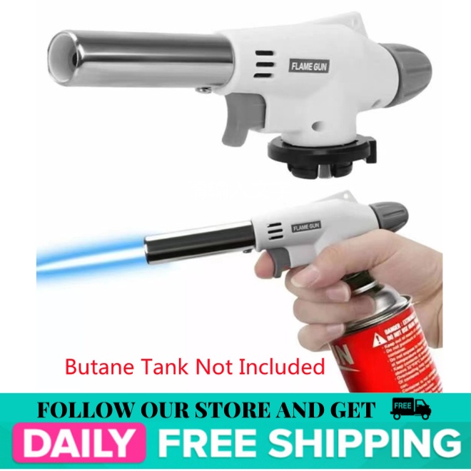 Flame Gun Butane Burner Portable Torch Lighter for Camping Hiking BBQ ...