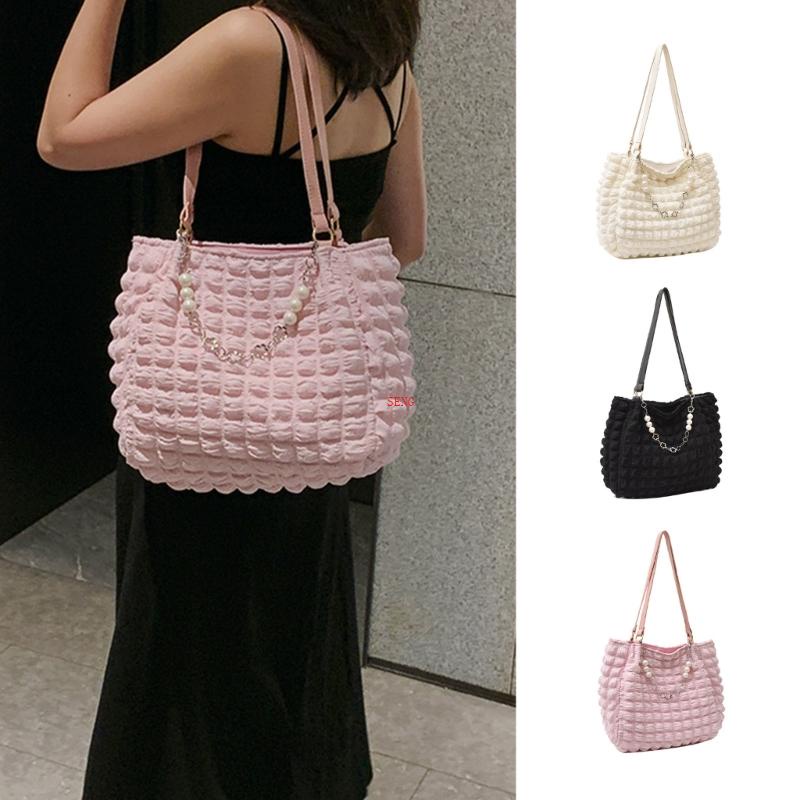 seng Bubble Pleated Bag Ruched Design Satchel Bag Fashion Handbags for ...