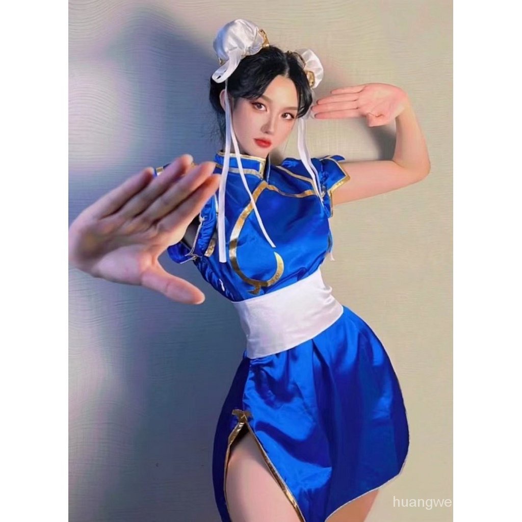 Chunli cos clothes Street overlord clothes full set cosplay cheongsam ...