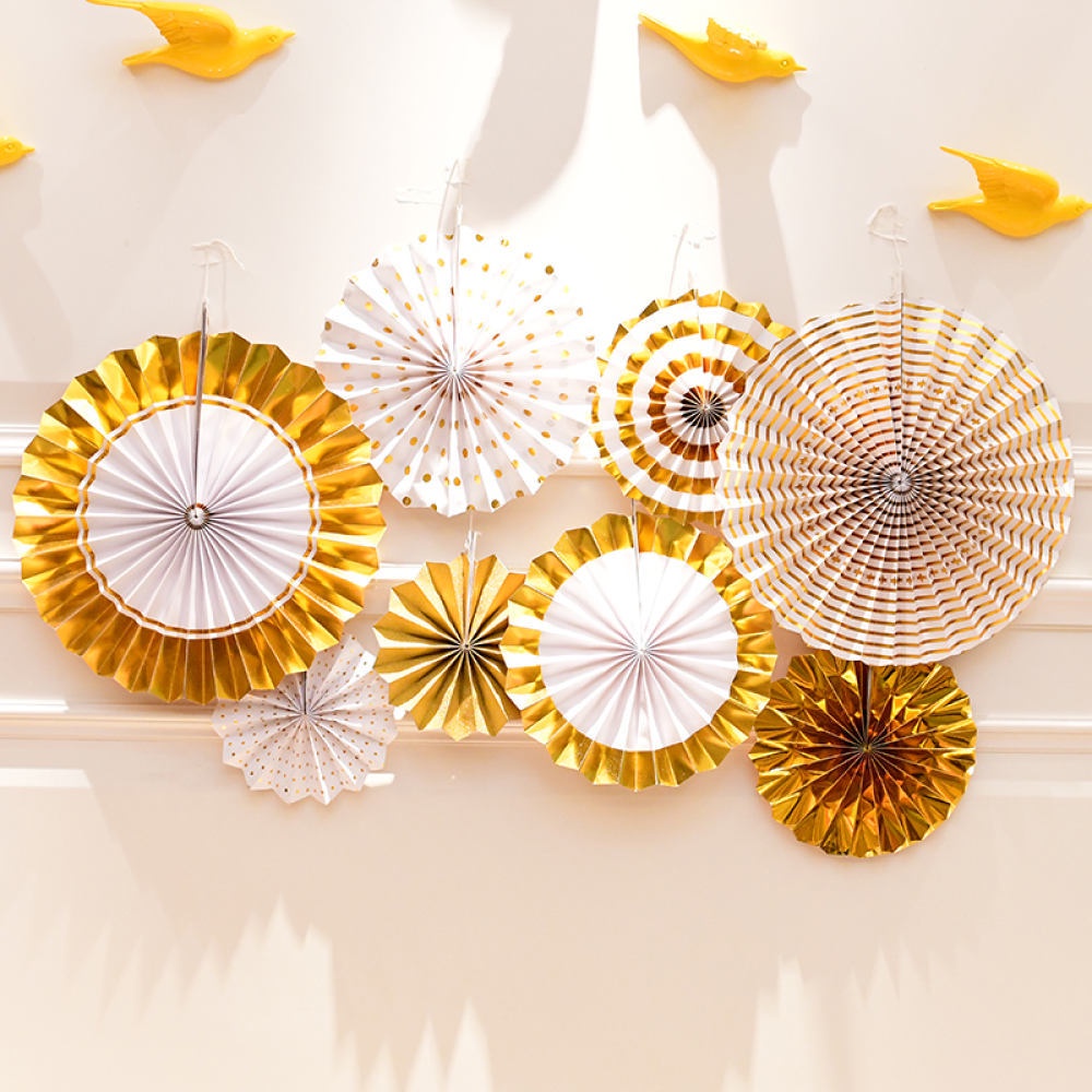 6pcs Paper Fan Flower Decoration For Birthday Package Set Party Needs ...