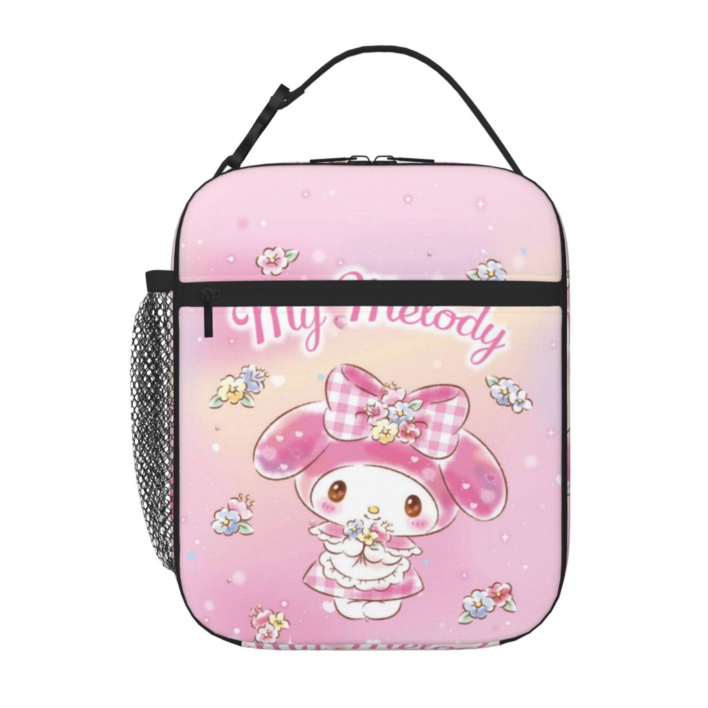 My Melody Kids lunch bag Portable School grid Lunch Box Student with ...
