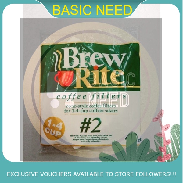 #2 Brew Rite Coffee Filters 40pcs (1-4 cups) | Shopee Philippines