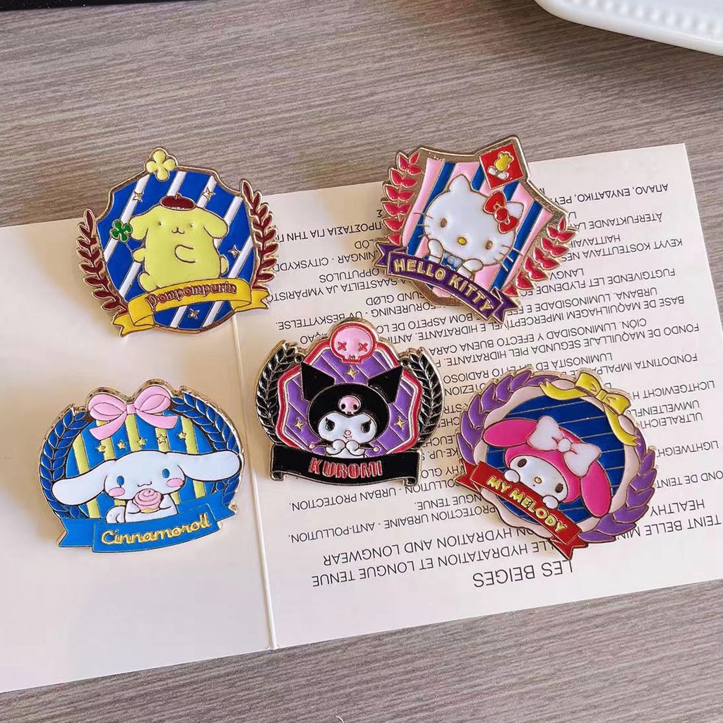 Preppy Style Sanrio New Style Metal Badge Cute Cartoon Kuromi Cinnamon ...