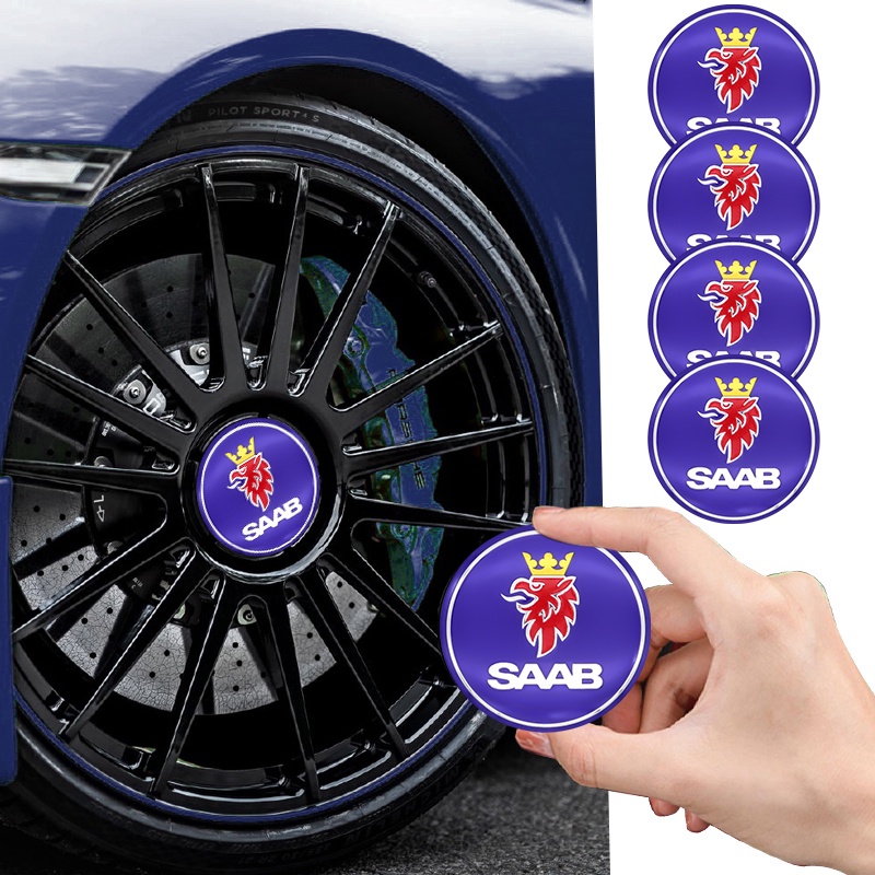 SAAB 4pcs 56mm Car Wheel Center Hub Cap Badge Emblem Decal Wheel ...