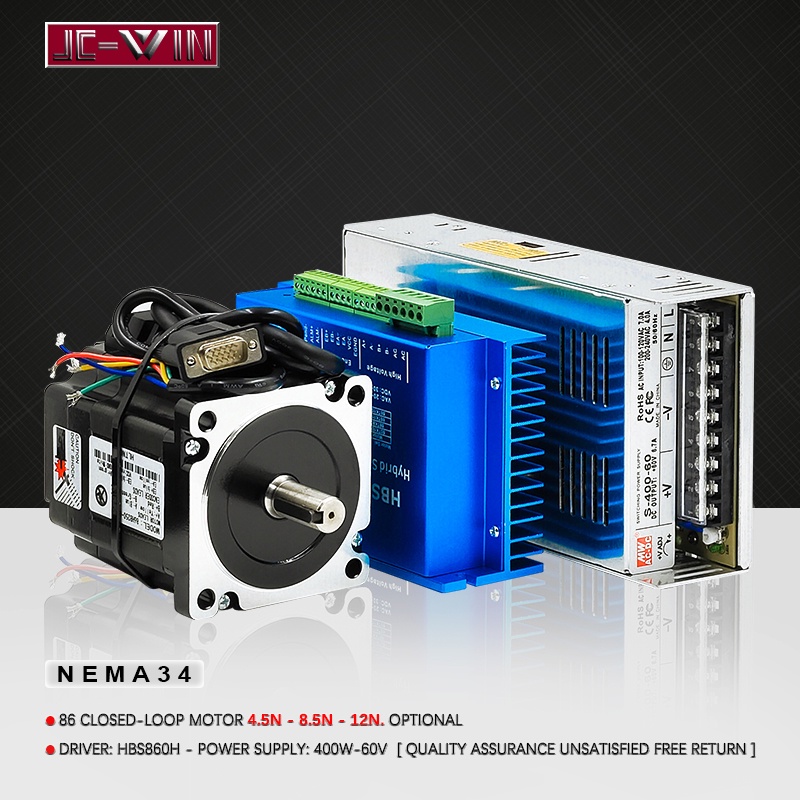 12.5N 8.5N 4.5N Closed Loop Motor Kit ：Nema 34 Closed Loop Stepper Motor With Driver HBS860H ...