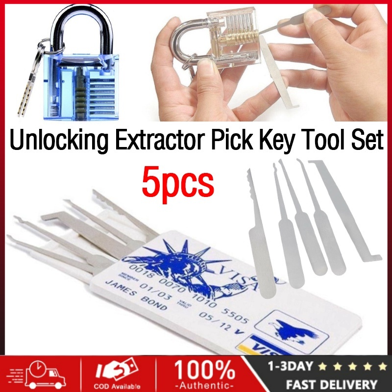 New5pcs Padlock Practice No Lock Unlocking Extractor Pick Key Tool Set ...