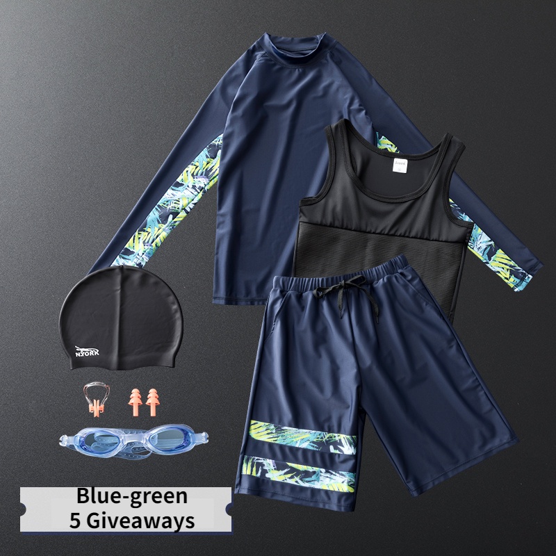 Long-sleeved Swimsuit Swimming Trunks Chest Binder Tomboy Conservative ...