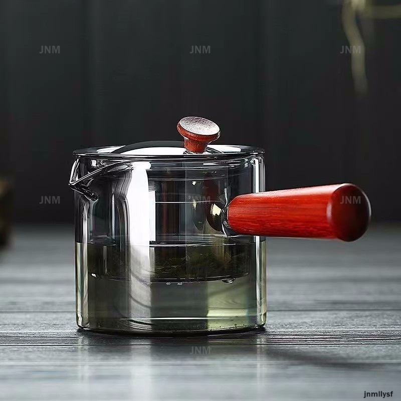 Side Handle Transparent Teapot Heatable Borosilicate Glass Teapot ...
