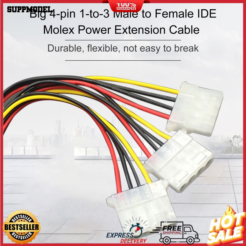 SP.B Metal Power Extension Cord for Desktop PC Big 4-pin 1-to-3 IDE ...