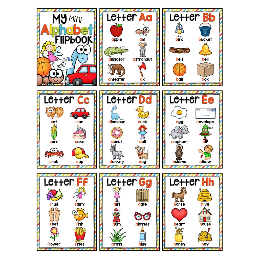 English 26 Letters Alphabet Phonics Pocket Cards for Kids Baby Learning ...
