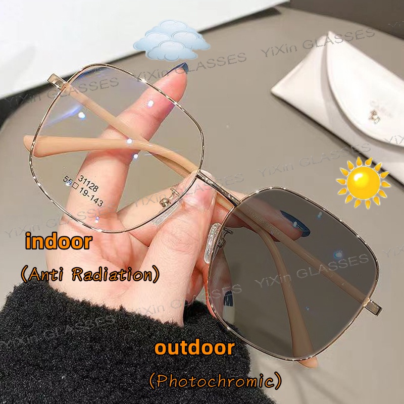 Anti Radiation Eyeglasses for Women Men Photochromic Big square Frame ...