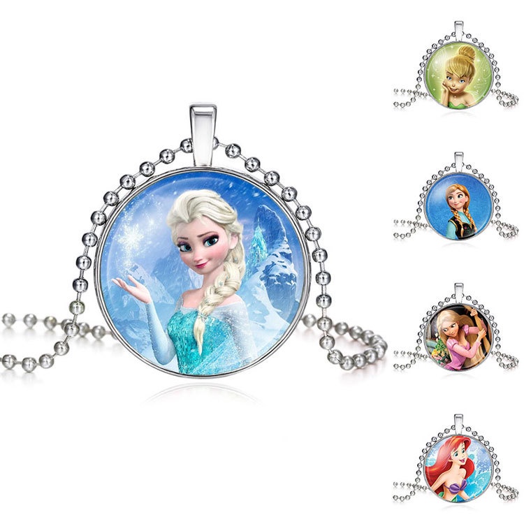 Frozen Time Gem Necklace, Elsa Anna Cartoon Princess Series Children ...