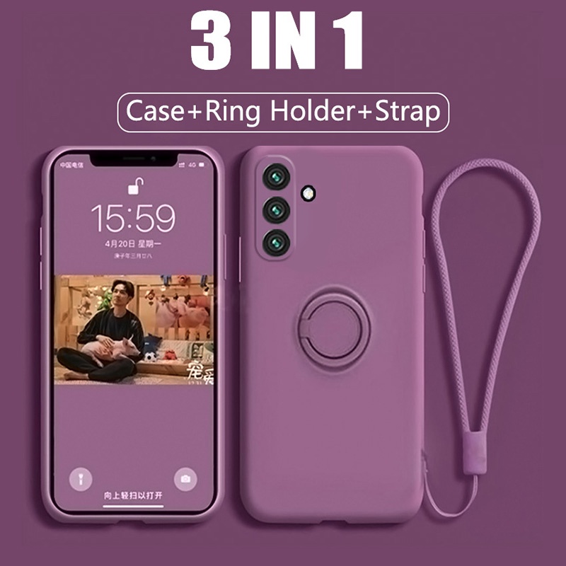 Luxury Magnetic Liquid Silicone Case For Samsung Galaxy A04e A14 A24 A34 A54 Ring Holder Free ...