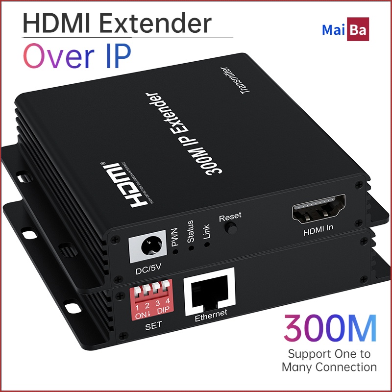 300M HDMI Extender over IP RJ45 Cat6 Cable 1080P HDMI to Ethernet ...