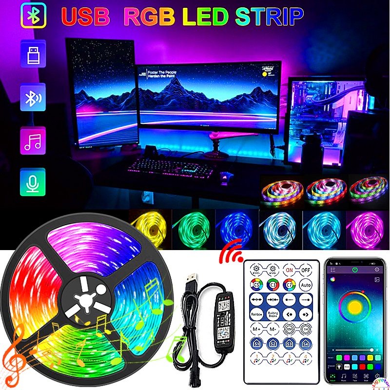 RGB Led Strip Lights Color Changing Lights with Music Sync TV Backlight ...