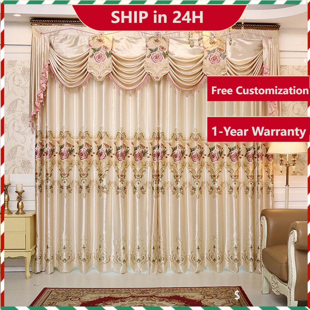 Ready Stock Luxury Blackout Curtains European Style Thermal Insulated ...