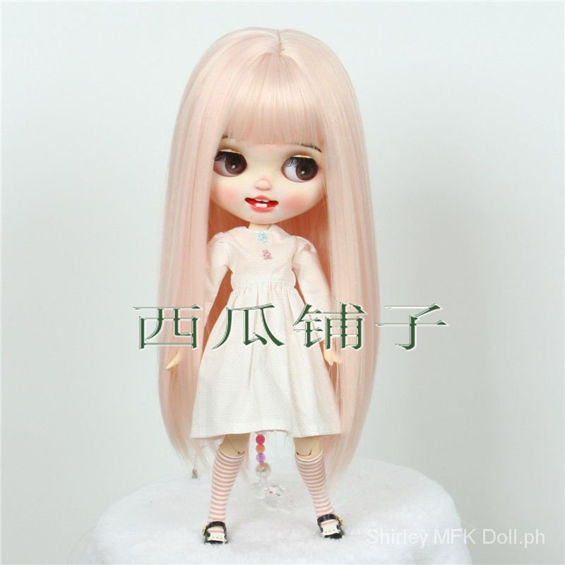 Blythe doll wig hair without head shell soft silk long straight hair ...