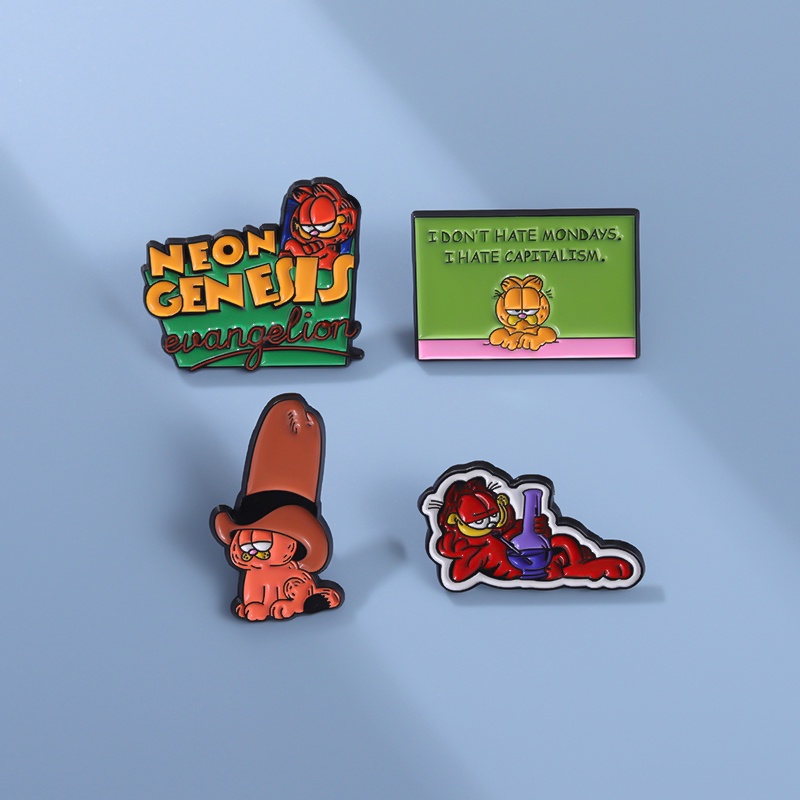 Cute Garfield Enamel Pin Cartoon Funny Cat Pin Animated Brooch Lapel ...