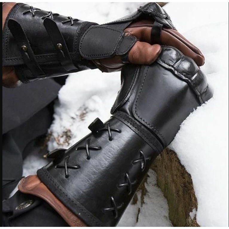 Medieval Arm Guard Armor Cuff Leather Bracer Gloves Knight Battle ...