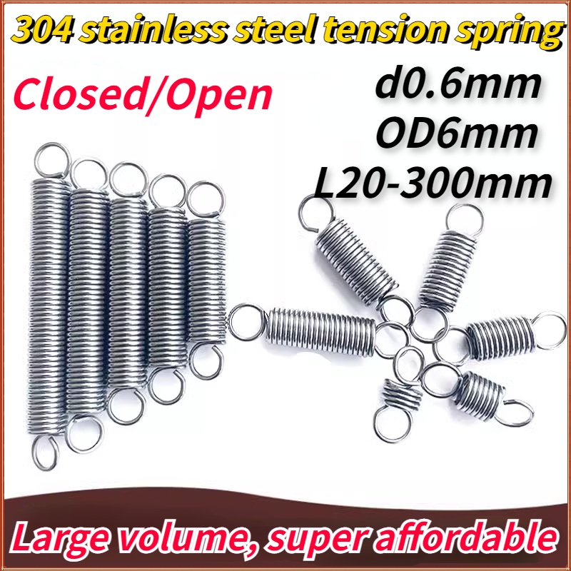 【XNY】Tension spring wire diameter 0.6mm OD6mm length 20mm~300mm 304 ...