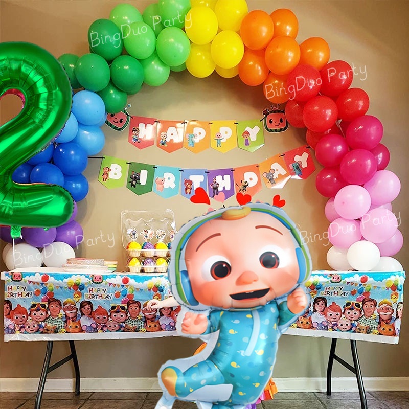 Cocomelon Theme Standing JoJo Balloons Garland Arch Kit Green Number ...