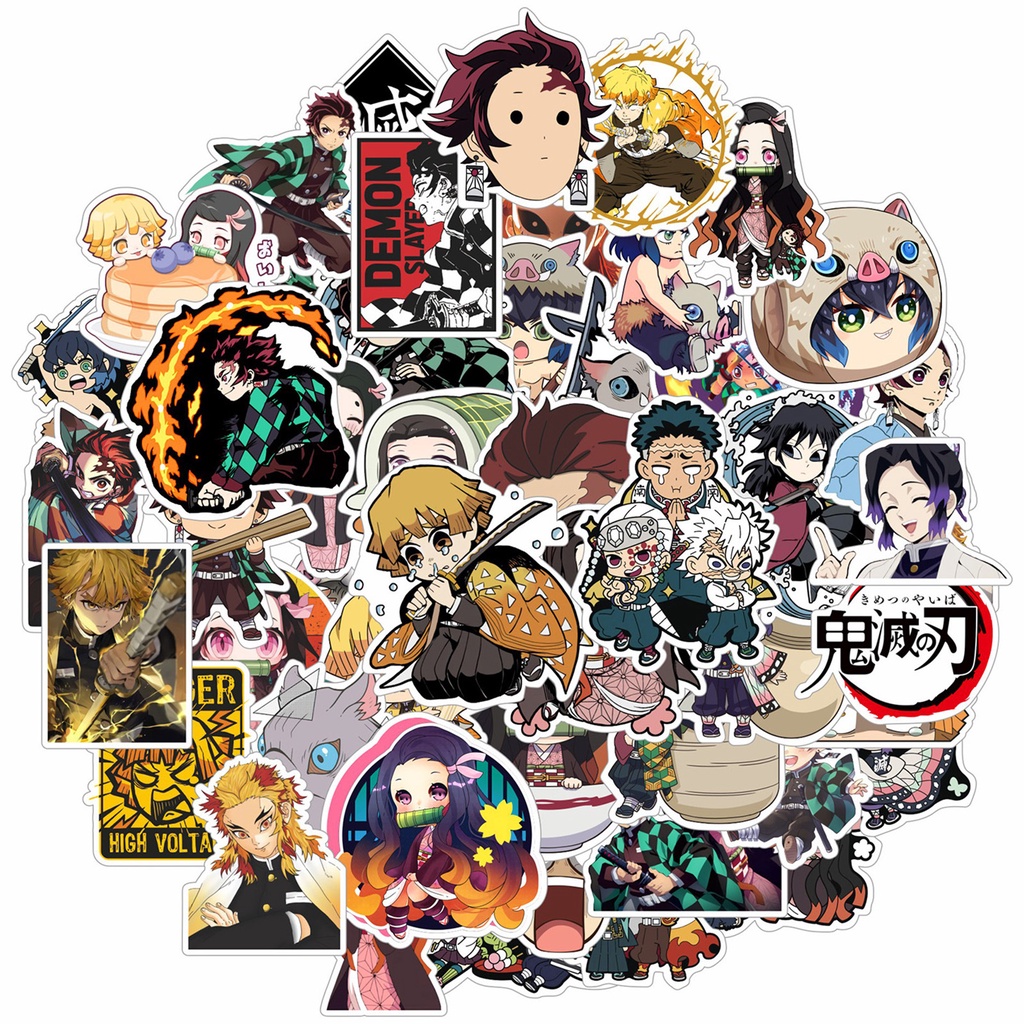 50pcs Demon Layer Anime Cartoon Theme Party Stickers Cute Kamado Nezuko ...
