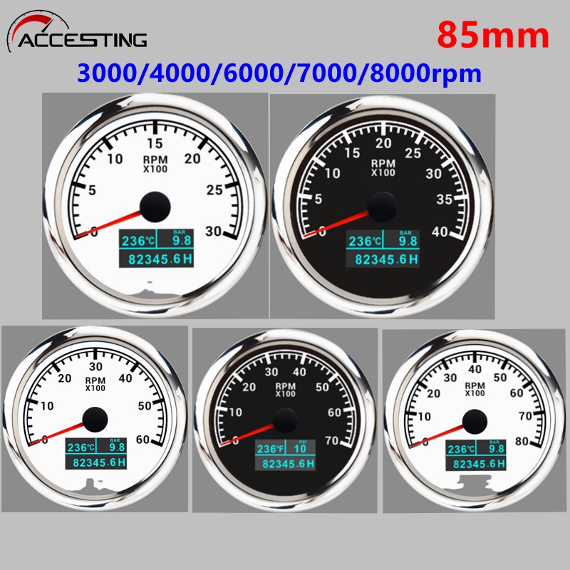 3000/4000/6000/7000/8000RPM 85mm 3 in 1 Tachometer Waterproof ...