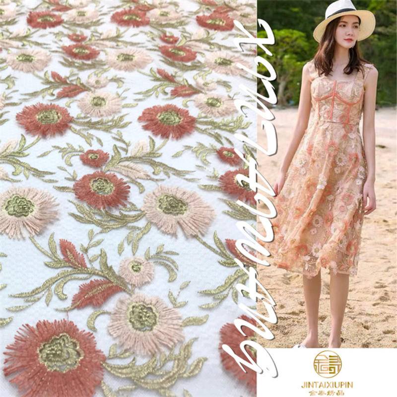 1Yard 3D Floating Pattern Mesh Lace Fabric Women's Dress/performance ...