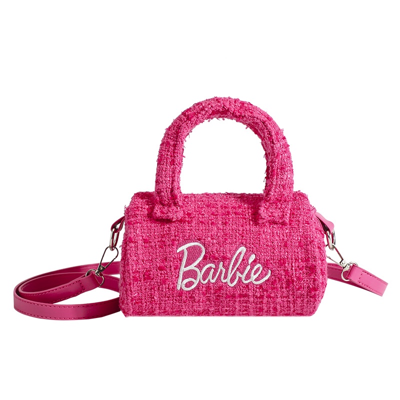 Barbie powder crossbody bag cylinder tote Niche pillow bag Pink bucket ...