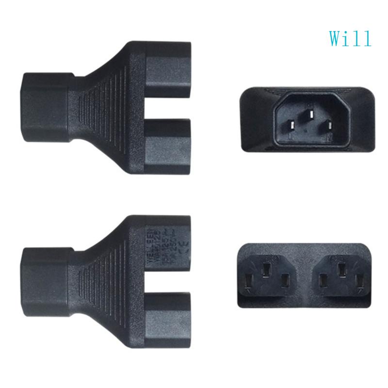 Will C14 to Double C13 C15 5-15R Connector Adapter Male Plug to Female ...